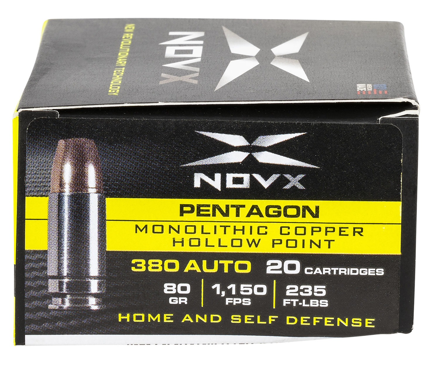 NovX 380CP8020 Pentagon 80-Grain Copper Hollow Point Ammo for Home ...