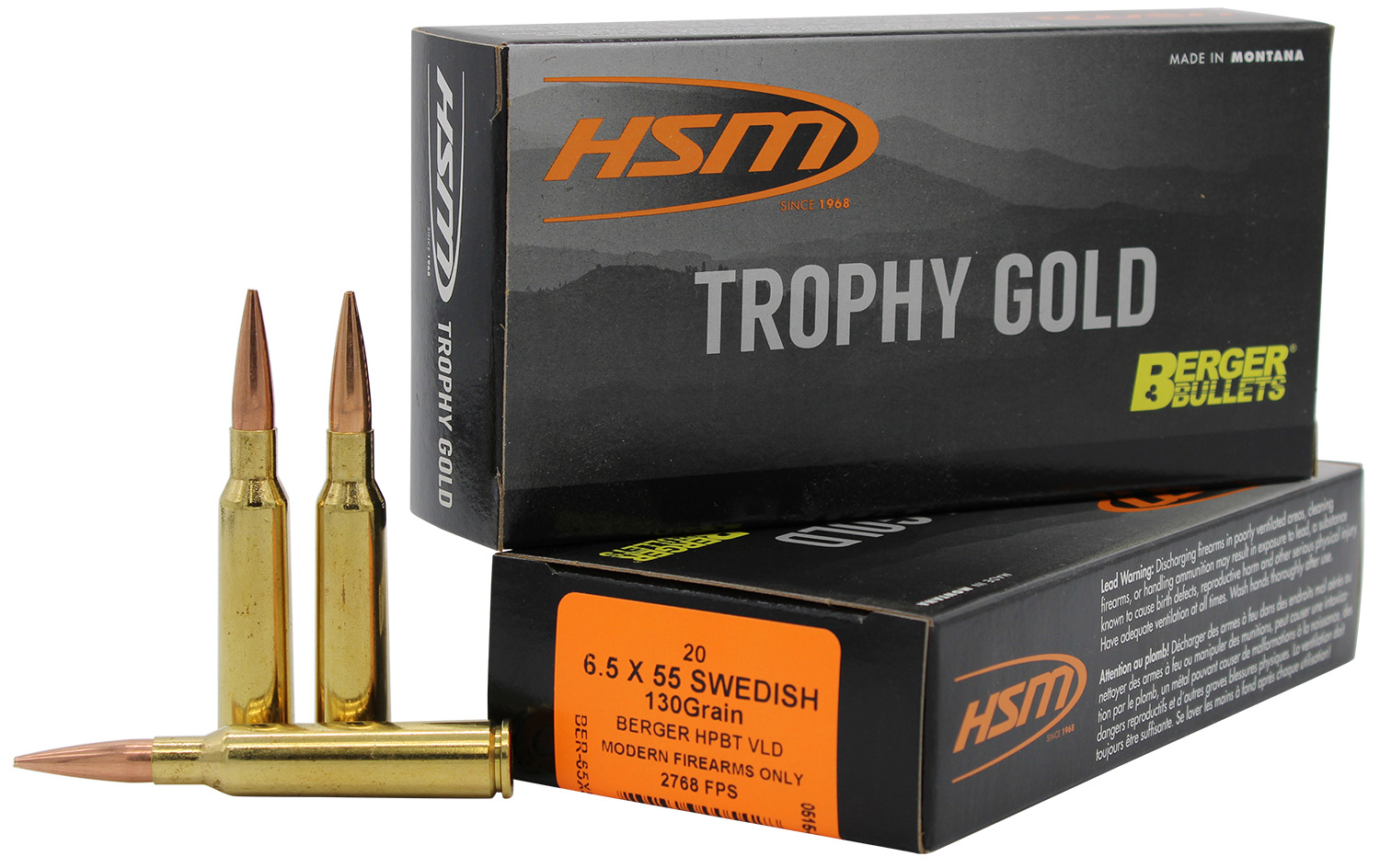 HSM 65X55130VLD 6.5x55 Swedish Berger Hunting VLD Match Ammo - Rifle ...